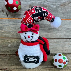 Totally Handmade Georgia Bulldogs Chenille Snowman 15.5tall to Bend in ...