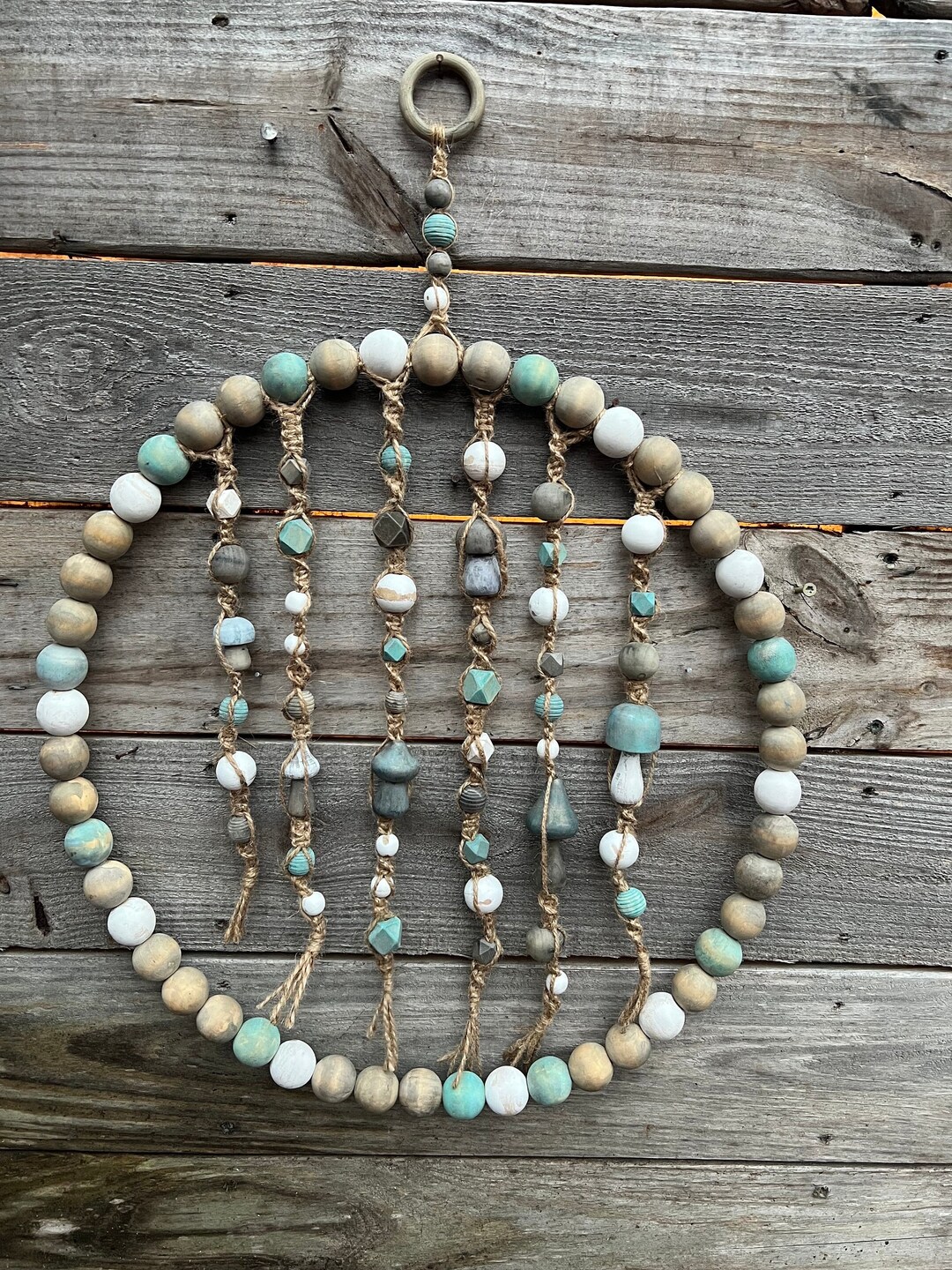 Boho 18” Beaded Ring Macrame & Bead Wall Art - Etsy