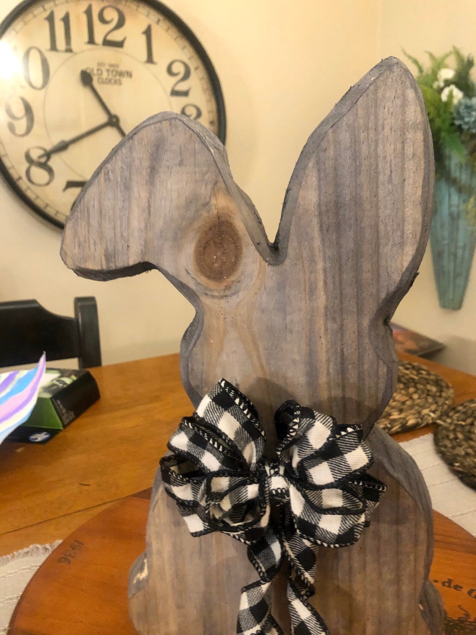 Large 14 Solid Wood Farmhouse Style Rustic Easter Bunny With - Etsy