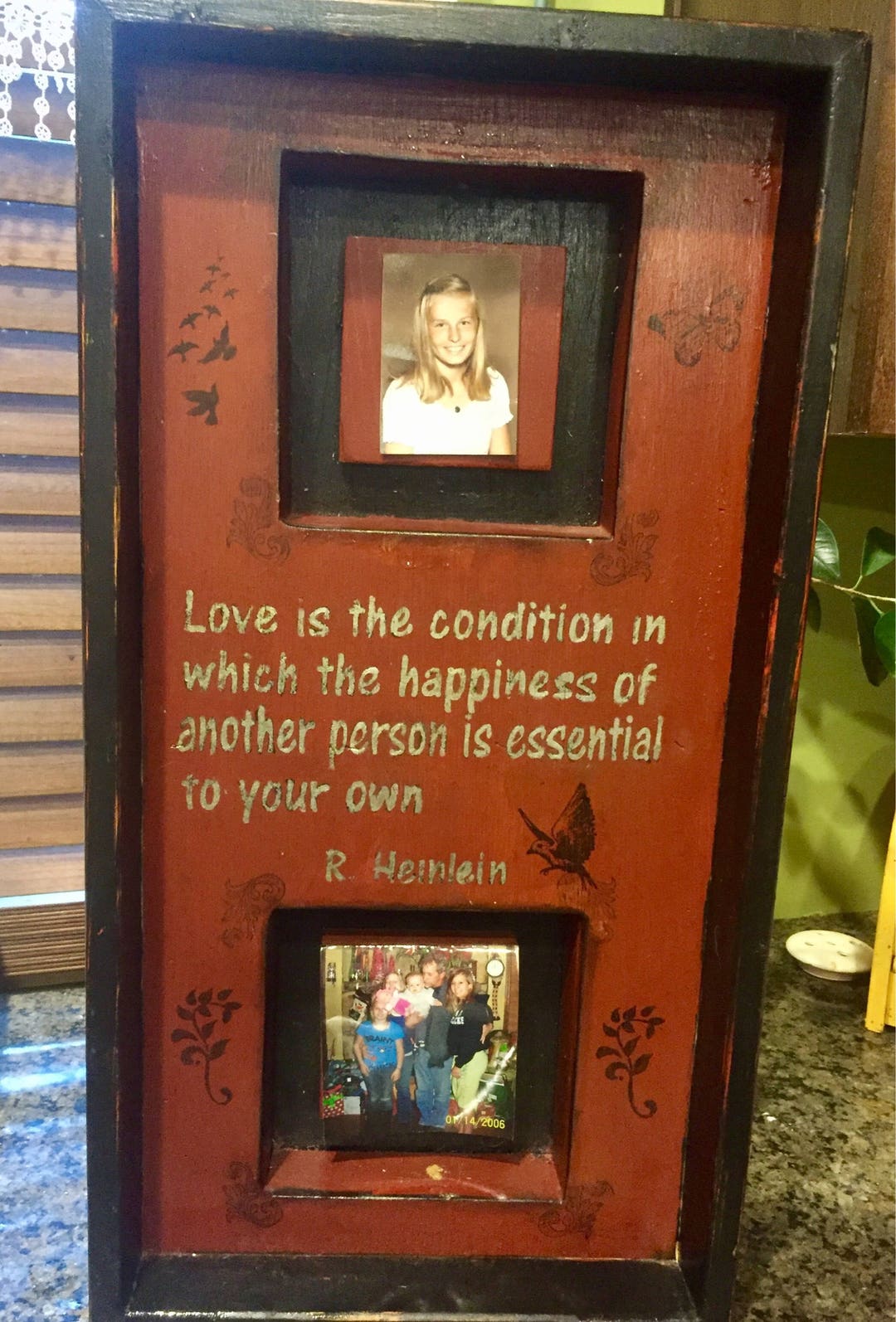 Handmade Double Box Picture Frame With Happiness Quote! Wedding Frame ...