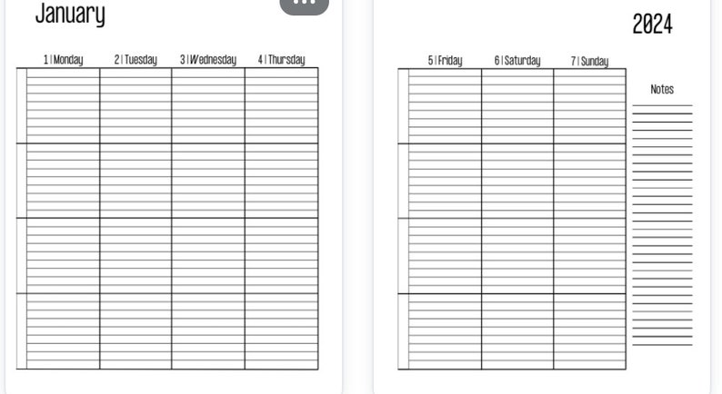 PDF Printable 2024 Weekly Planner - Vertical Days 4 Sections - Etsy