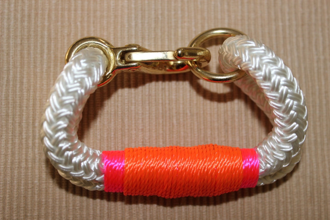 Customized Maine Rope Bracelet - White Rope - Pink / Orange - Made to ...