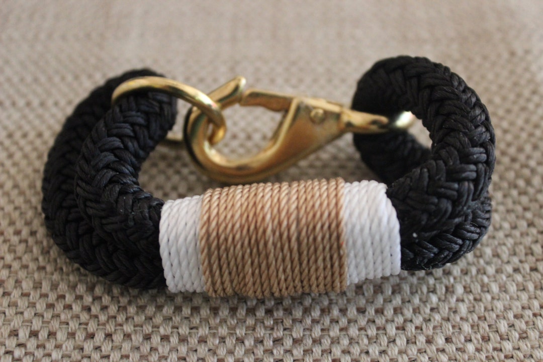 Customized Maine Rope Bracelet - Black Rope -white / Tan - Made to ...