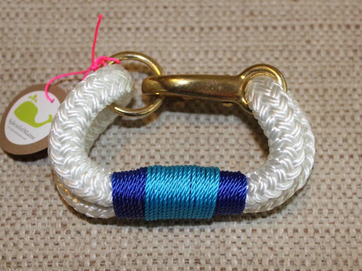 Customized Maine Rope Bracelet - White Rope - Blue / Turquoise Accent ...
