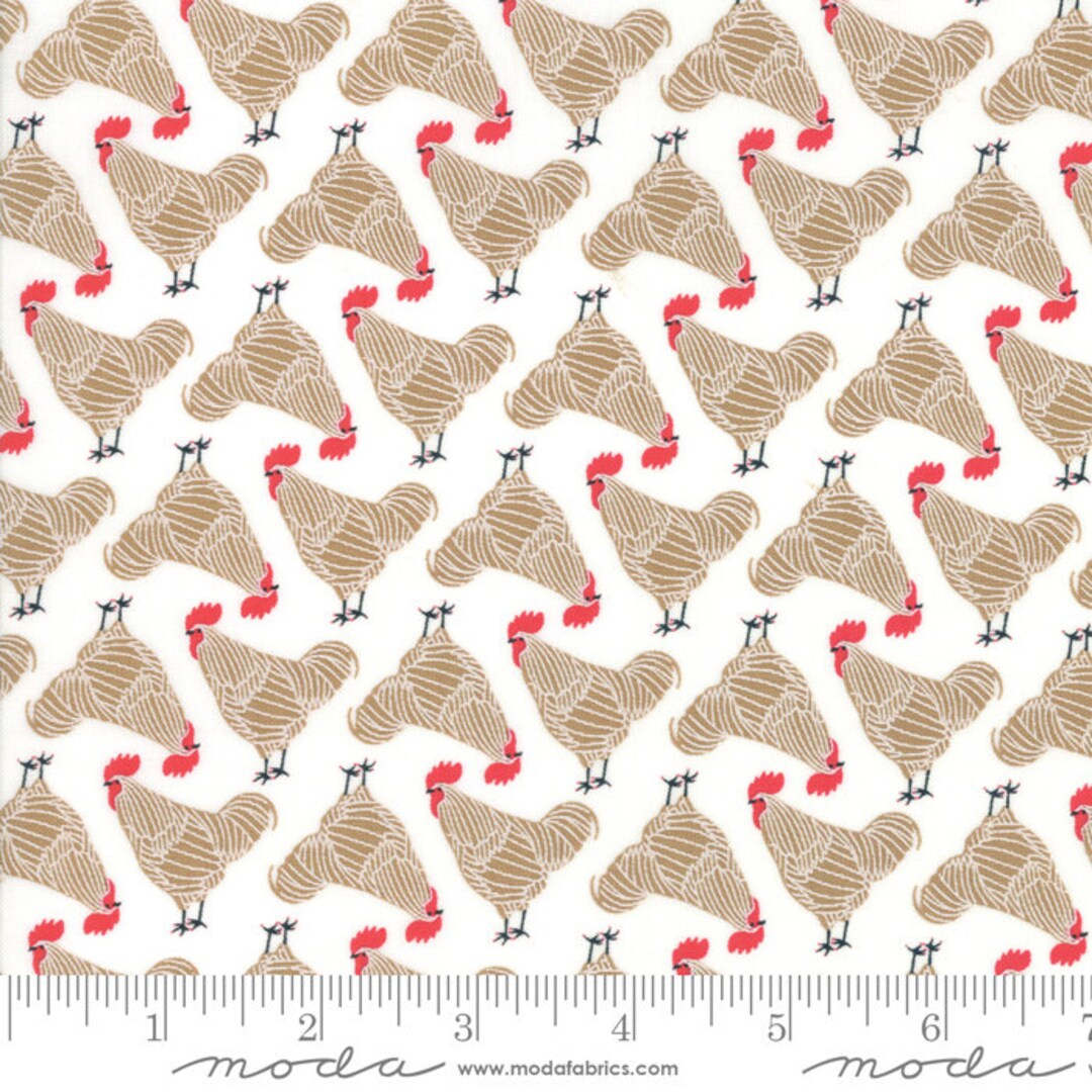 Chicken Little Fabric in Cloud White Moda Farm Charm Collection by ...