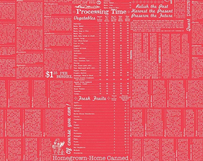 Farm Girl Vintage Canning Words in Red Floral Fabric by Lori Holt for ...