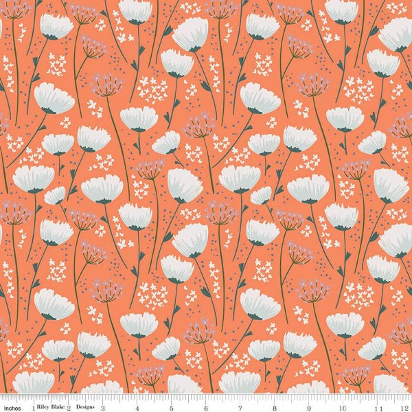 Orange Floral Fabric - Etsy