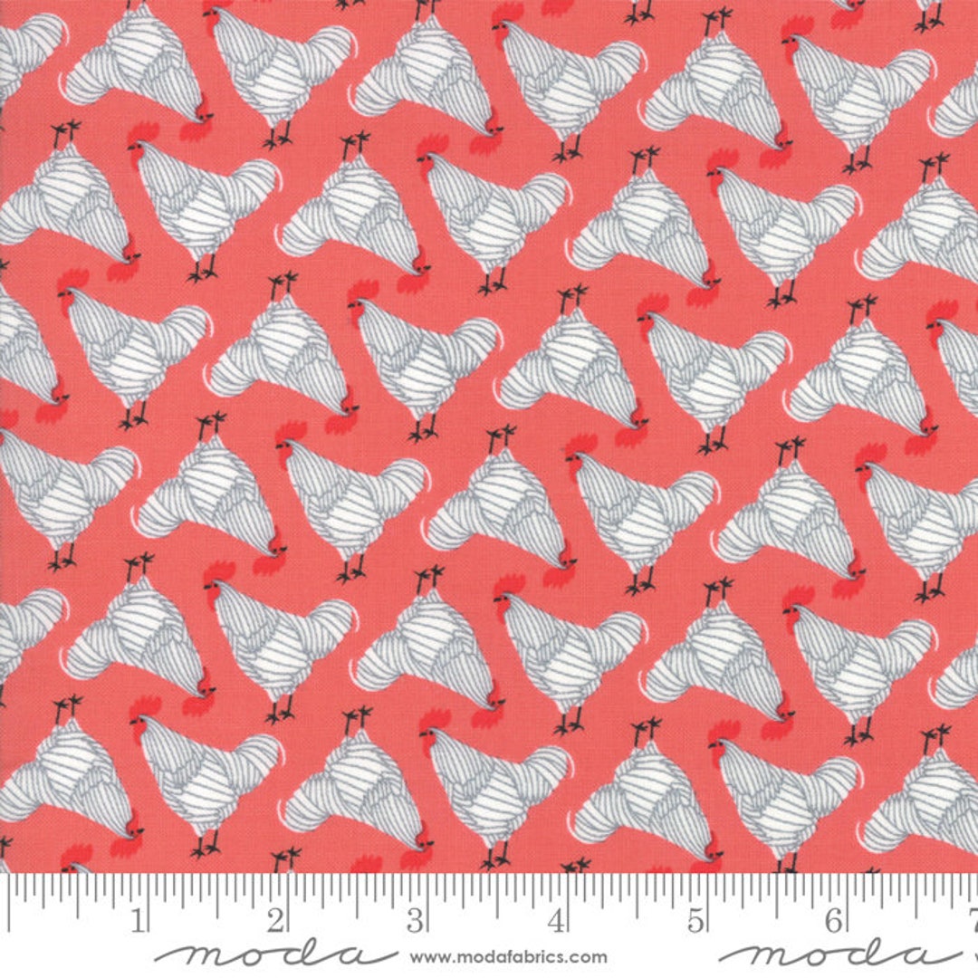 Chicken Little Fabric in Red Moda Farm Charm Collection by Gingiber - Etsy