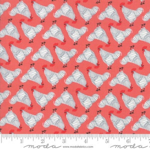 Chicken Little Fabric in Red Moda Farm Charm Collection by - Etsy