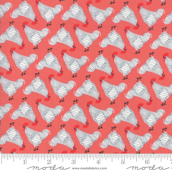 Chicken Little Fabric in Red Moda Farm Charm Collection by - Etsy