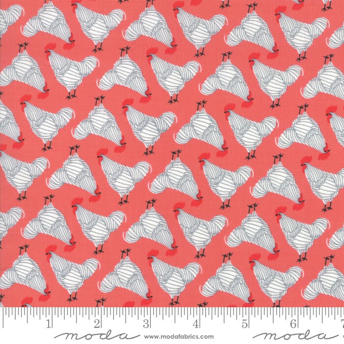 Chicken Little Fabric in Red Moda Farm Charm Collection by - Etsy