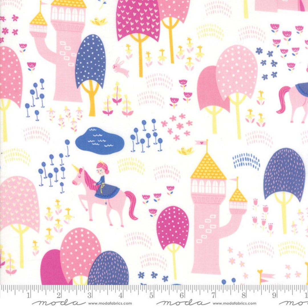 Moda Palace Grounds White Unicorn Castle Fabric by Stacy Iest - Etsy
