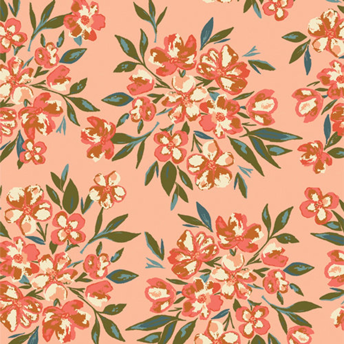 Gloria Painted Posies Modern Floral Fabric by Maureen Cracknell for Art ...