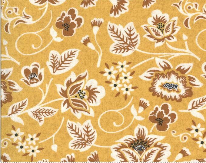 REMNANT Cider Ingrid Marie Floral Fabric in Mulled Cider Mustard by ...