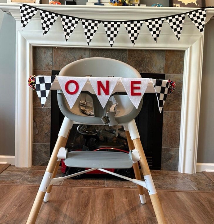 Boys 1st Birthday Car High Chair Banner - Race Car Party High Chair ...