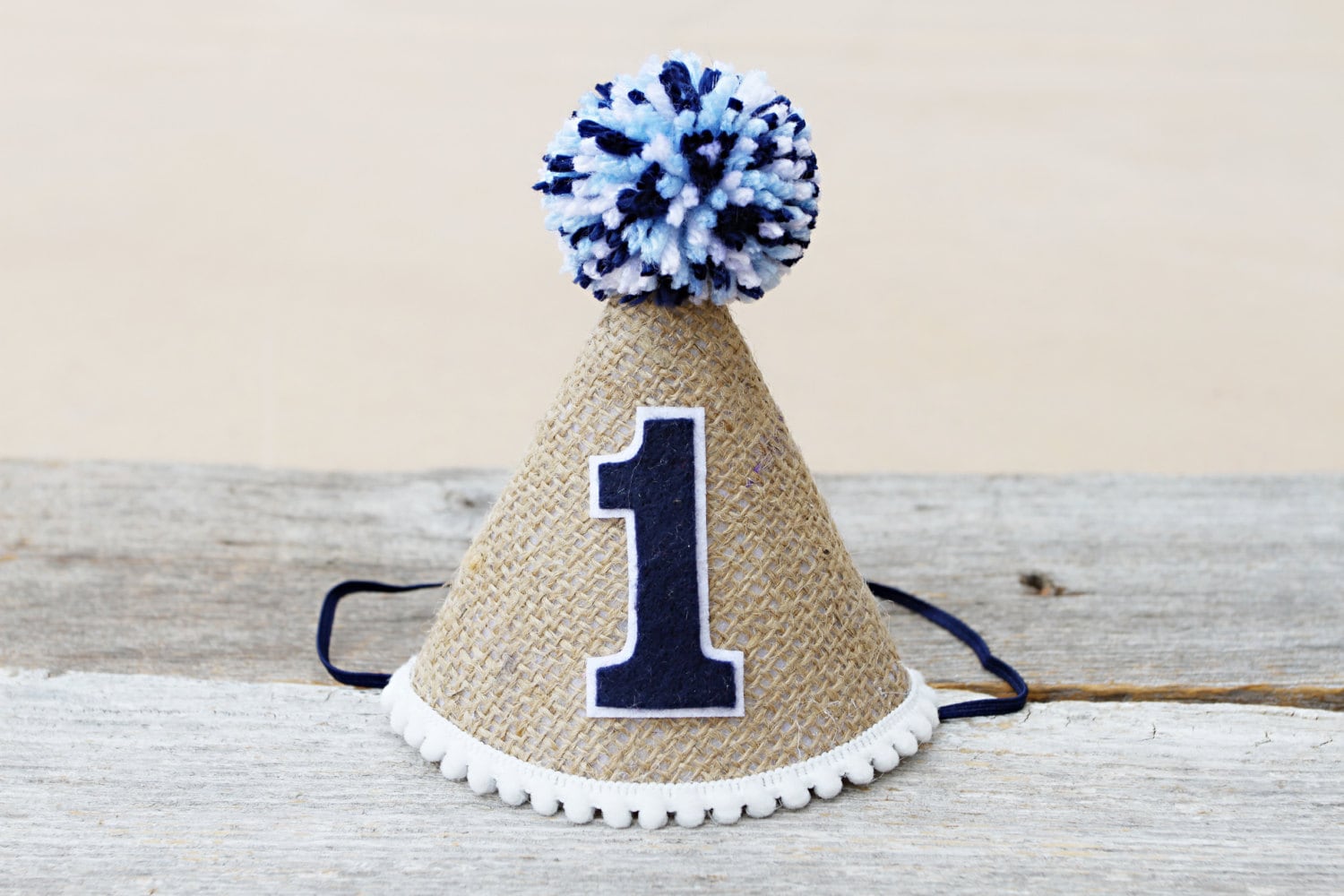 Boy Birthday Party Hat Boys 1st Birthday Burlap and Navy | Etsy