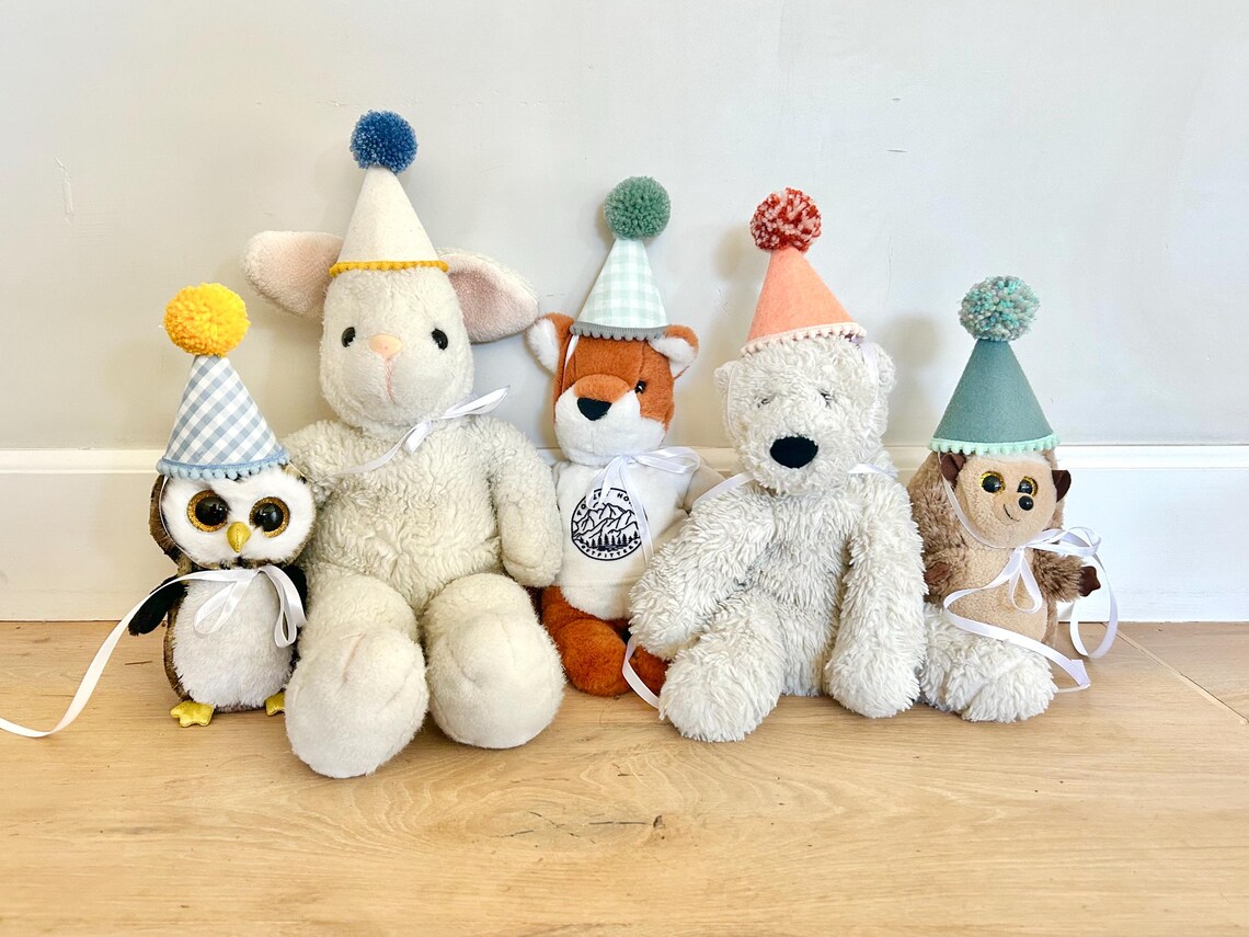 Stuffed Animal Birthday Hats- Customize Party Hats- Guest Birthday Hats ...