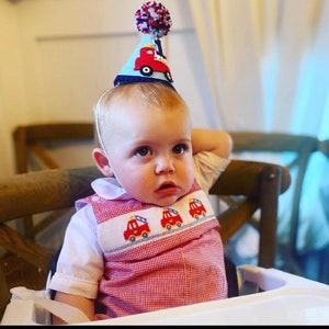 Boy Firetruck Birthday Party Hat - Boy 1st Birthday Fire Truck Hat ...