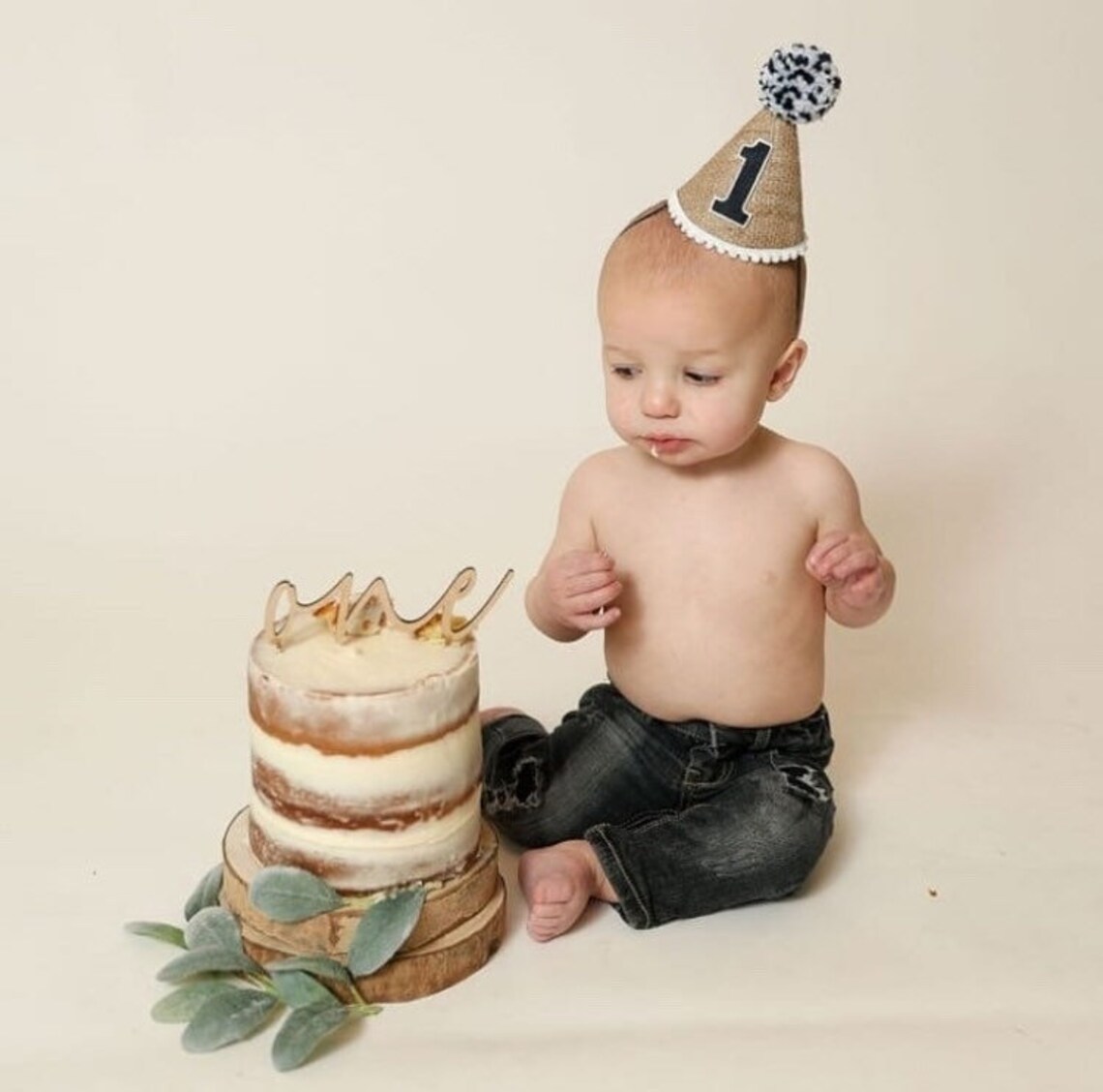 Boy Birthday Party Hat Boys 1st Birthday Burlap and Navy | Etsy