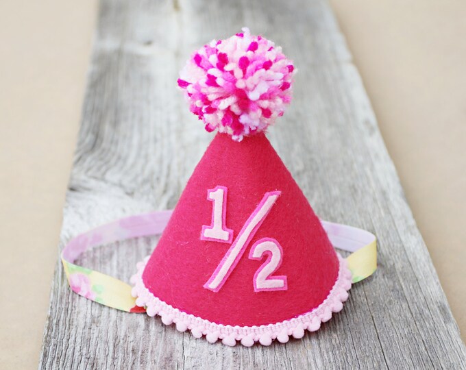 Girls Half Birthday Small Party Hat Girls 1/2 Birthday Party - Etsy