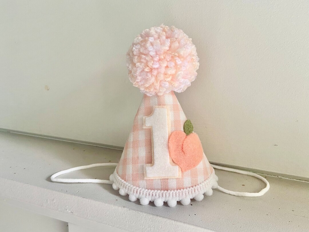 Peach Gingham Birthday Hat - One Sweet Peach Hat - Sweet as a Peach ...
