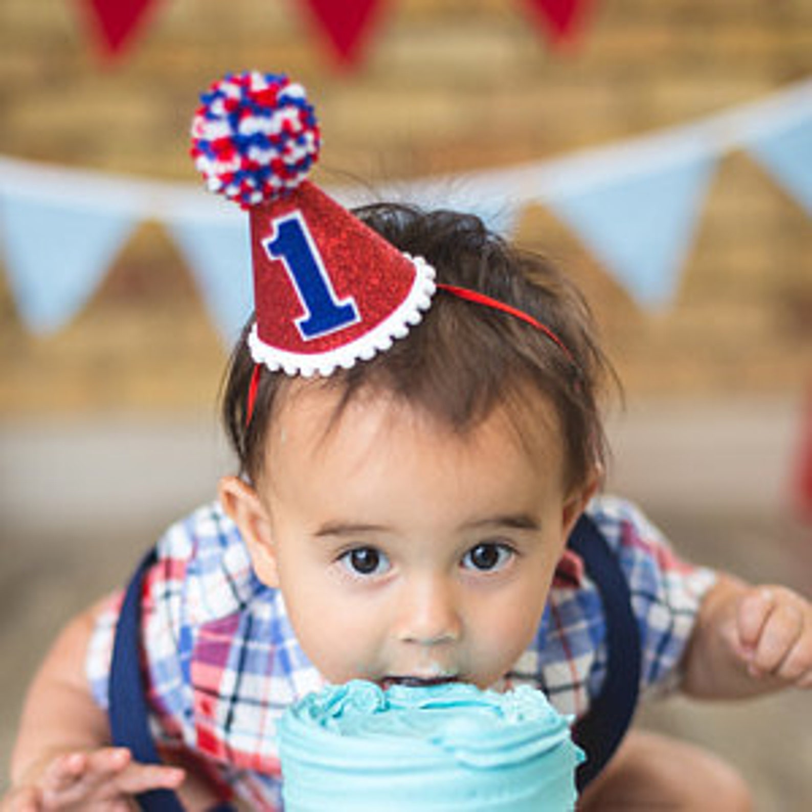 1st Birthday Hat Boy First Birthday Hat Mini Blue Party Hat - Etsy