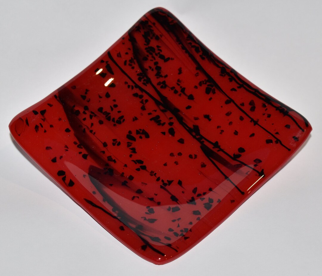 5" Red Square Plate - Etsy