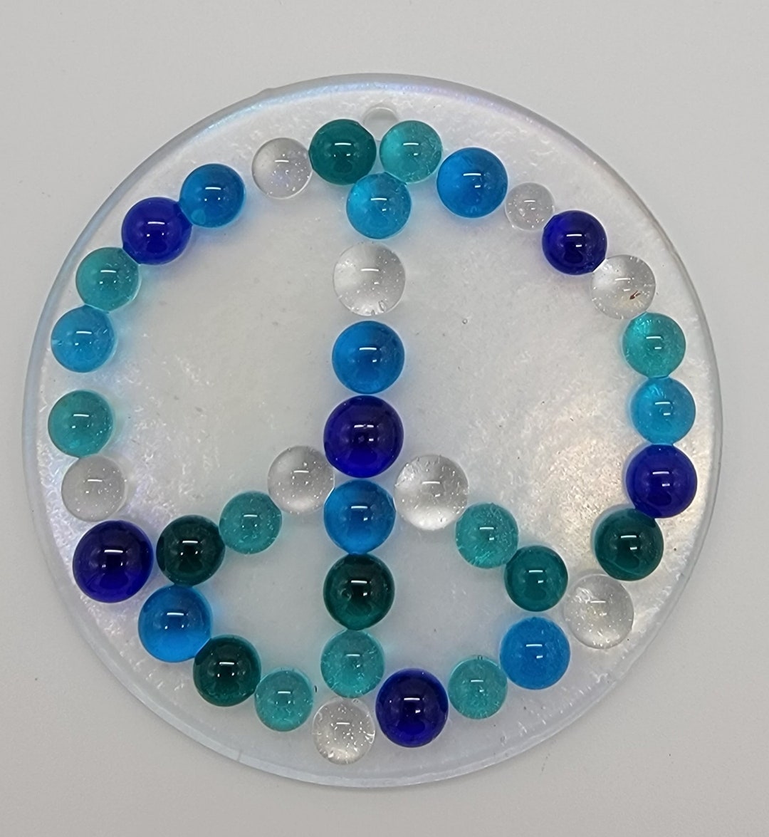 Fused Glass Peace Sign Suncatcher - Glass Suncatcher - Blue Peace Sign ...