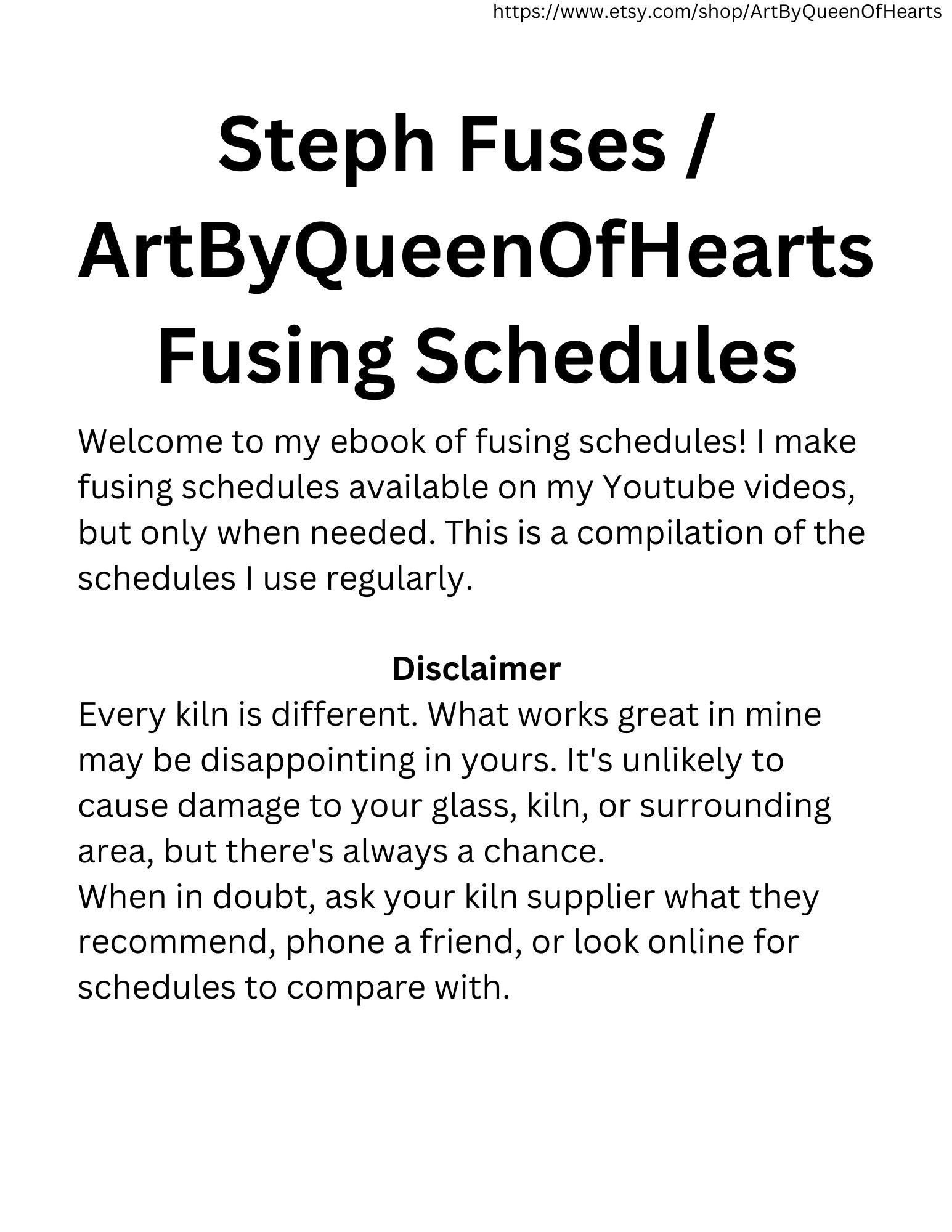 COE 90 Common Firing Schedules Full Fuse Firing Schedule Slumping ...