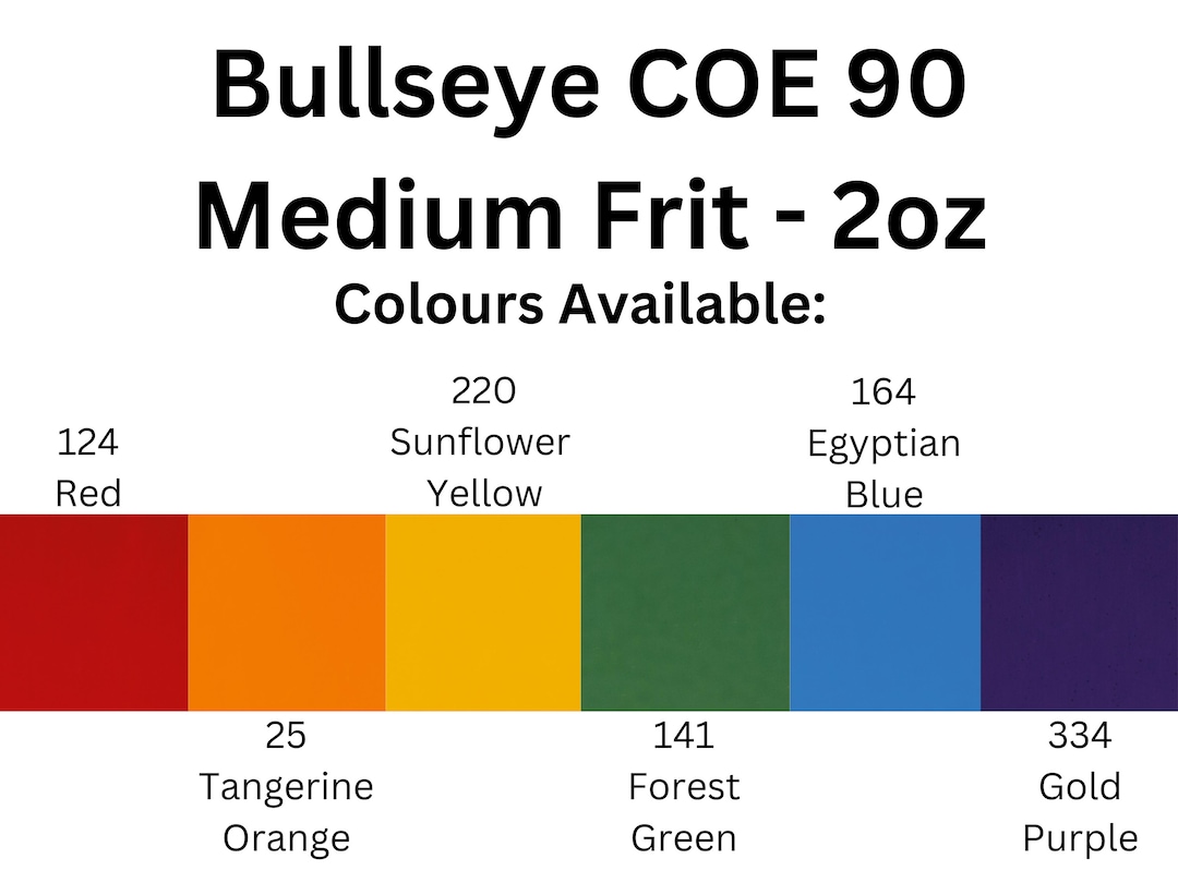 Bullseye Medium Frit 2 Oz Sample Red Orange Yellow Green Blue Purple ...