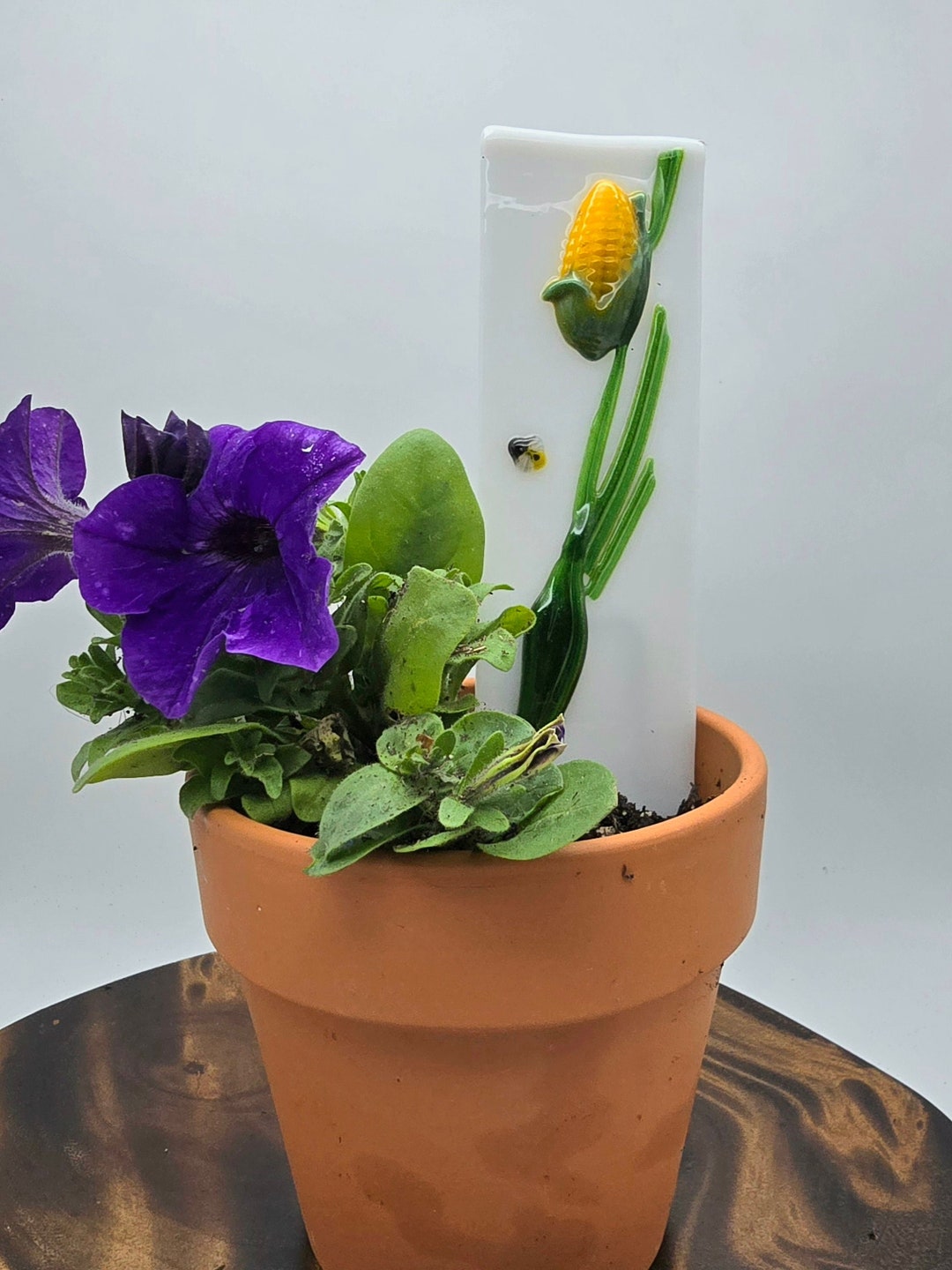 Corn Fused Glass Plant Stake, Garden Stake for Plants, Garden Art and ...