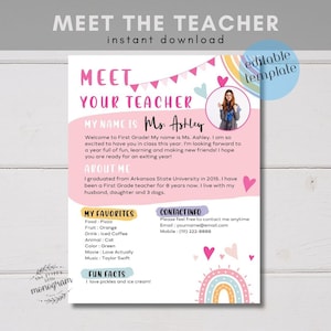 Meet the Teacher Editable Template Meet the Teacher Template - Etsy