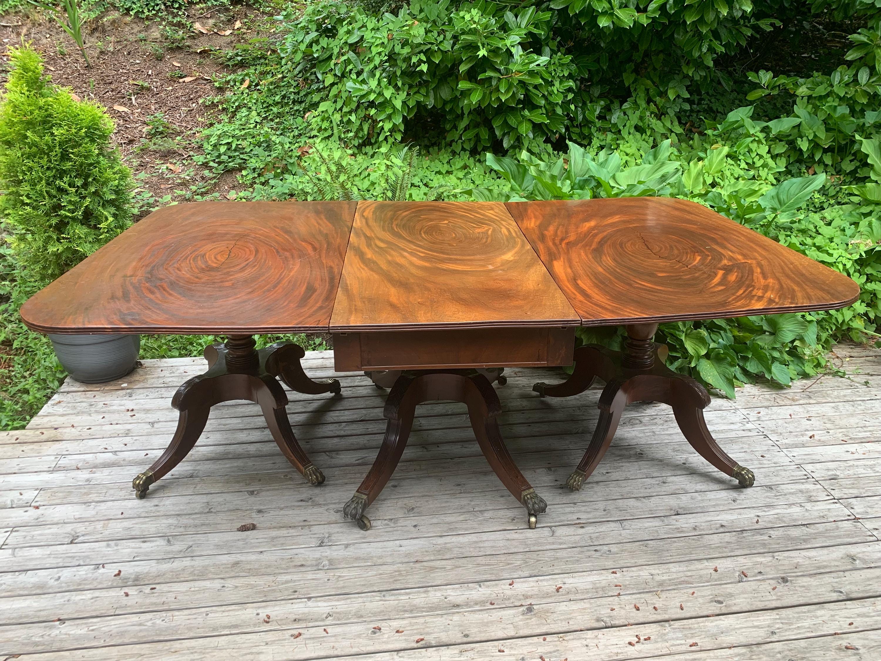 Regency Dining Table 1800's Three Pedestals - Etsy