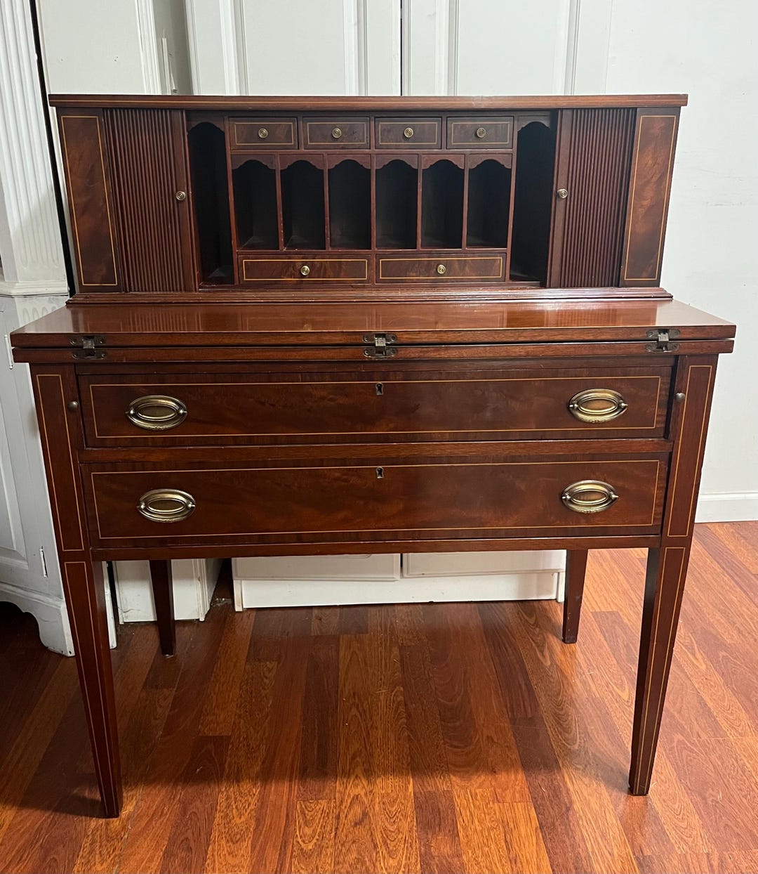 Hepplewhite Writing Desk Inlaid Tambour Desk Vintage - Etsy