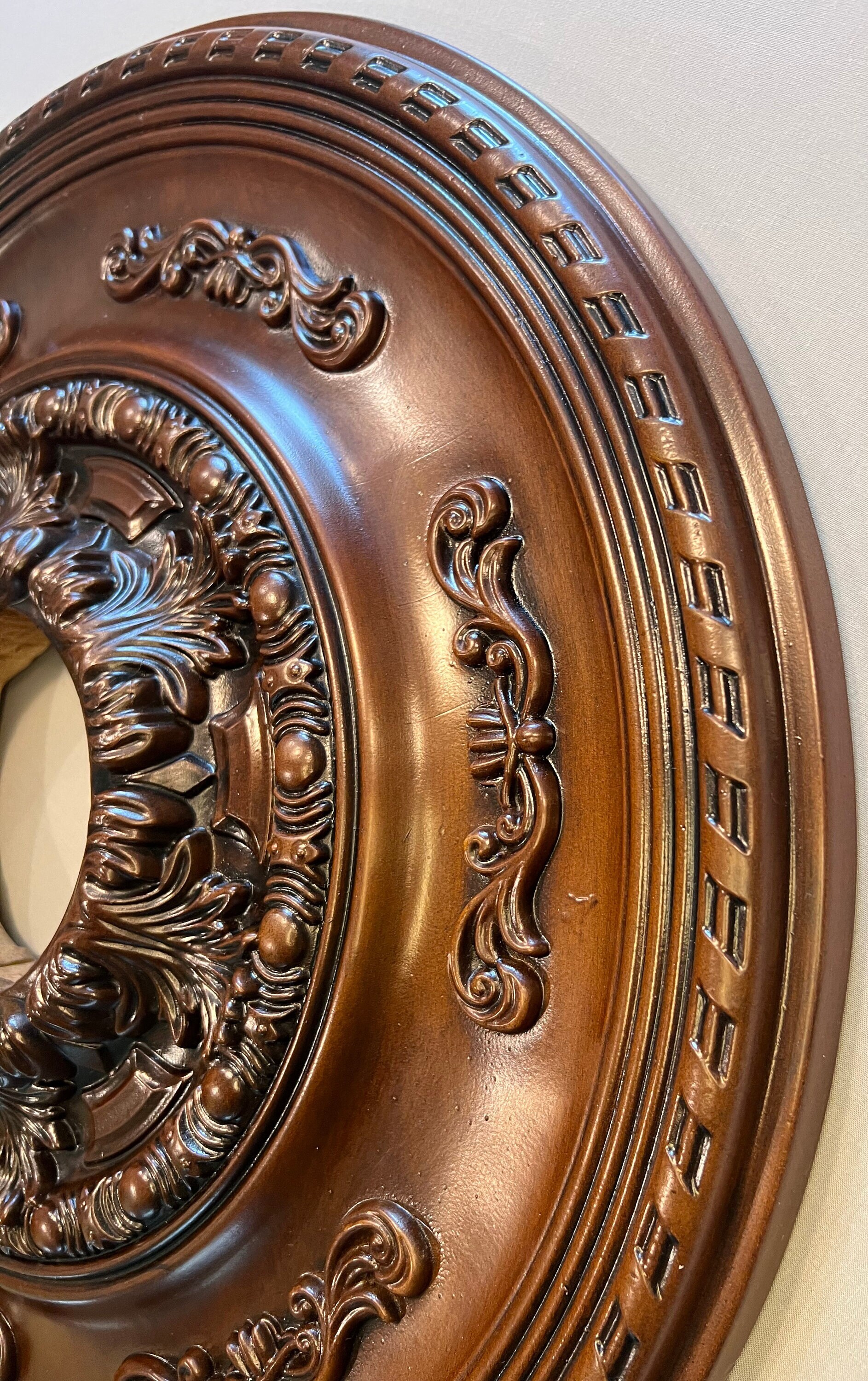 Traditional Cherry Ceiling Medallion 20 Faux Wood Grain Hand Painted by ...