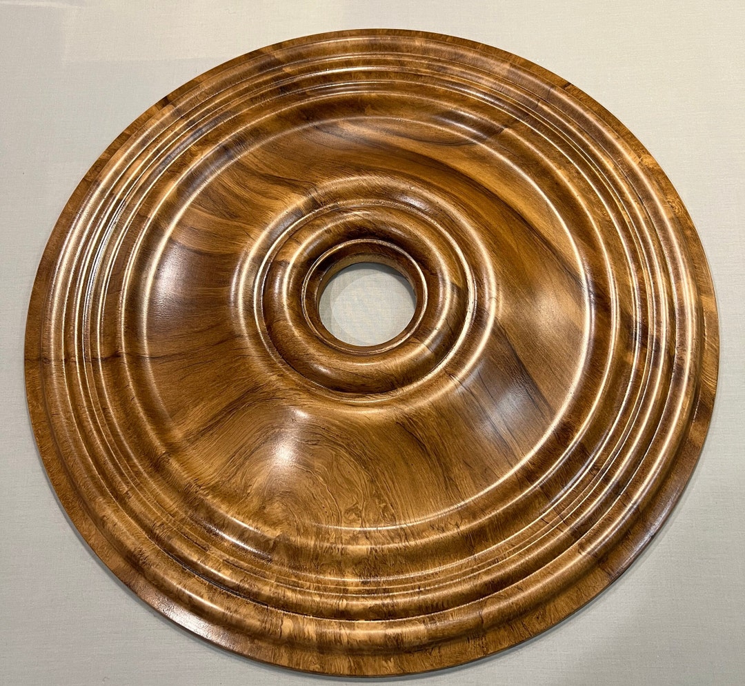 One of a Kind Hand Painted Walnut Ceiling Medallion 21 Inch Faux Walnut ...