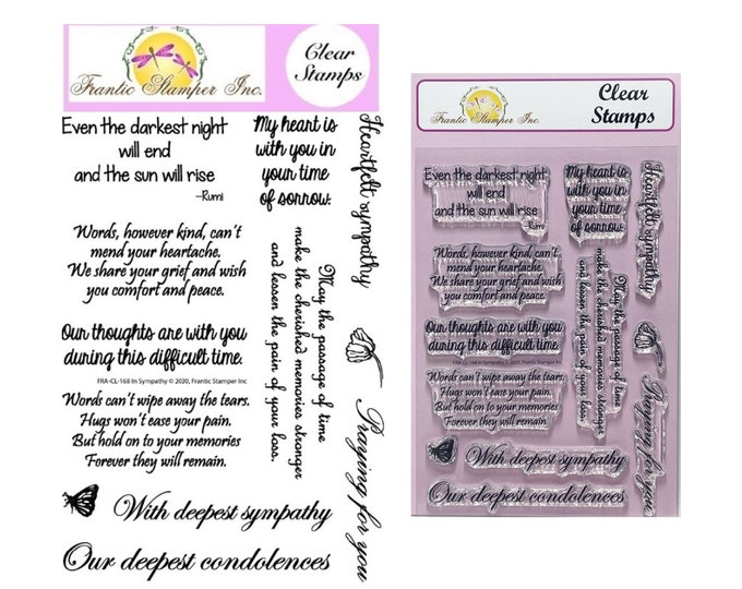 In Sympathy Words Cling Stamp Frantic Stamper Clear Sentiment Stamps ...