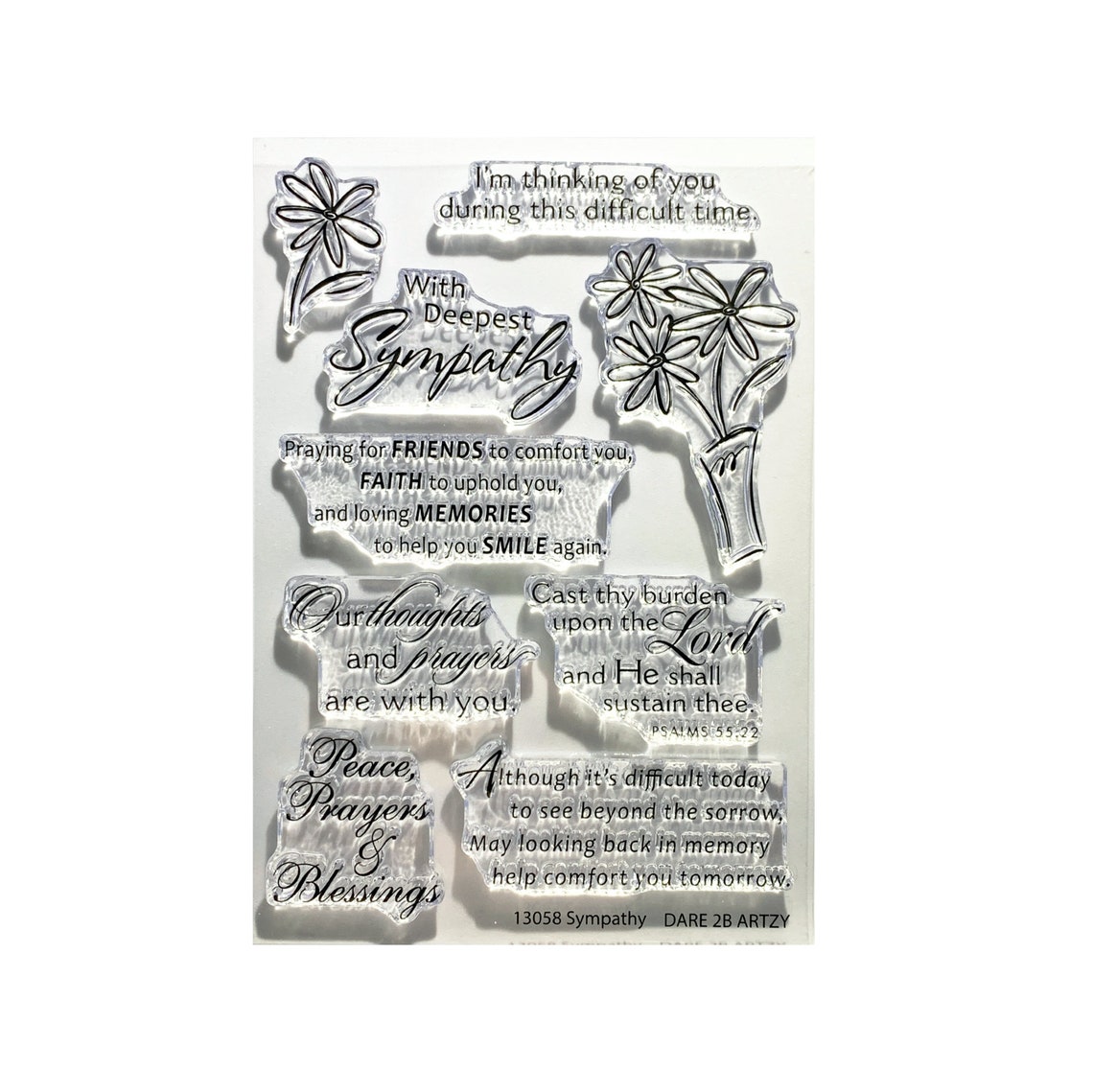 Words Cling clear Rubber Stamp Sympathy by Dare 2B Artzy Craft | Etsy