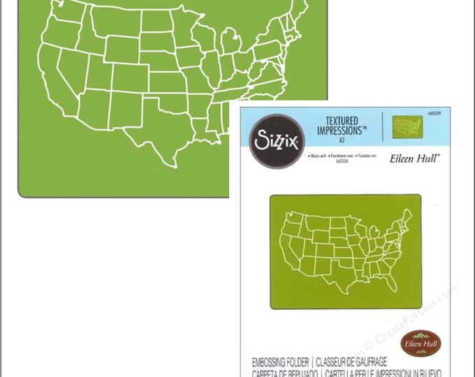 United States Map Embossing Folder by Sizzix Embossing Folders 660339 ...