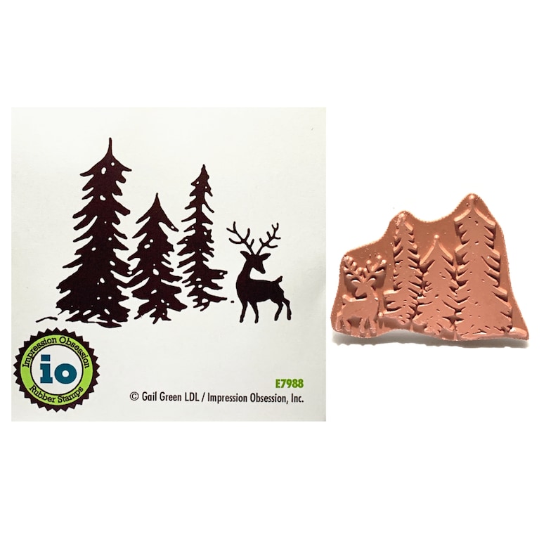 Deer Scene Cling Rubber Stamp by Impression Obsession Stamps - Etsy