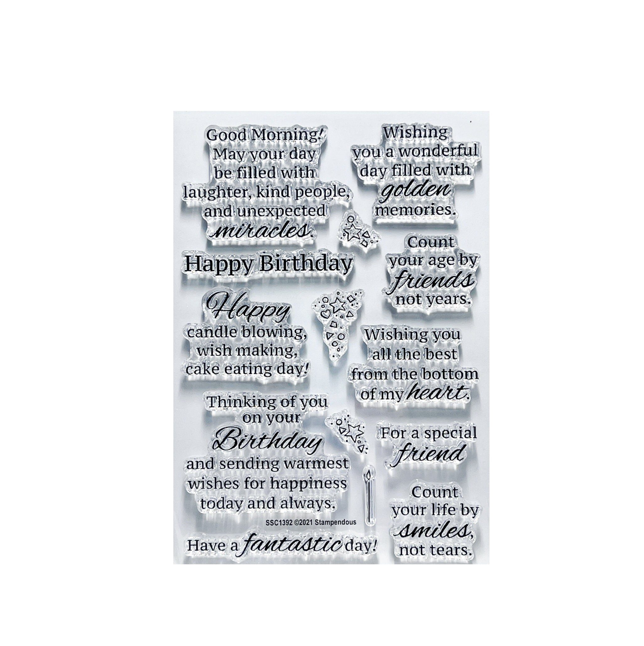 Sentiments Words Cling Stamp Set Birthday Smiles Stampendous | Etsy