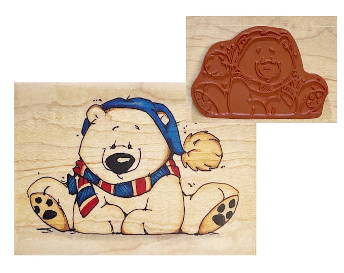 Polar Bear Wood Rubber Stamp Bundled up Mike Whipper Snapper Craft ...