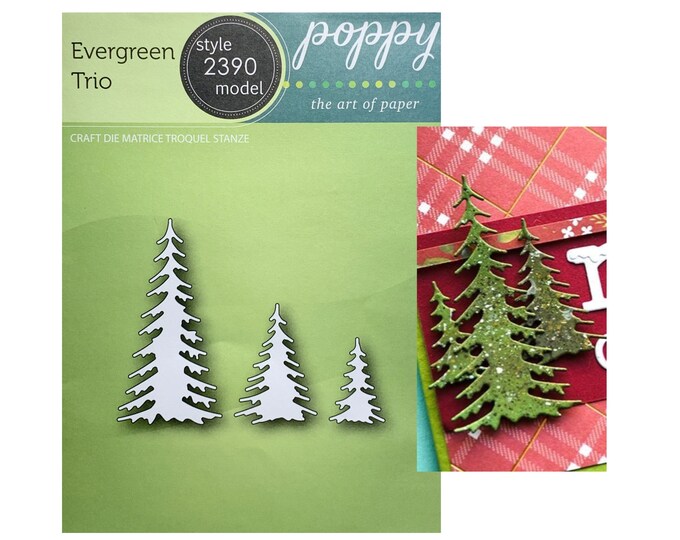 Evergreen Trio Metal Die Cut Pine Trees Poppystamps Cutting Dies Card ...