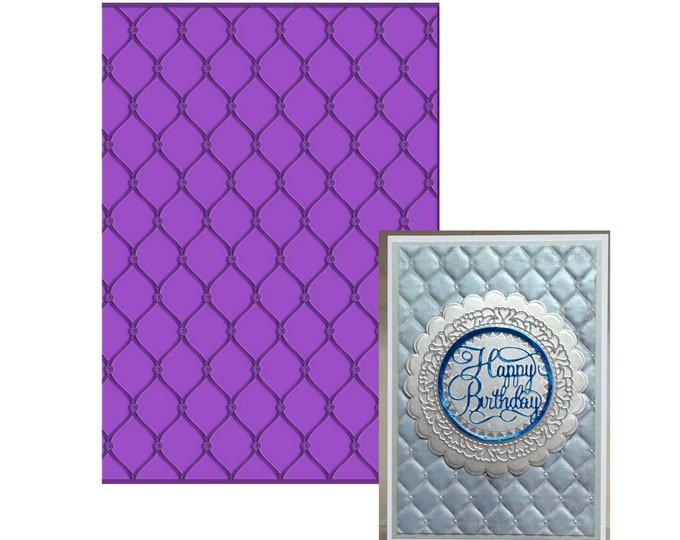 Elegant 3D Embossing Folder Studded Leather Diamond Argyle Crafter's ...