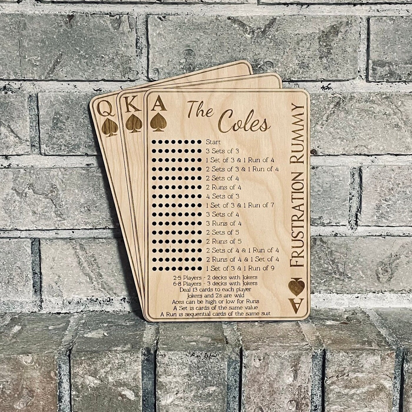 Frustration Rummy Board, Wooden Game Board, Card Game, Family Activity ...