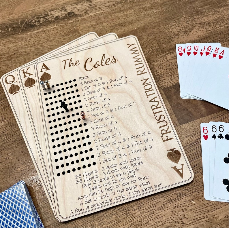 Frustration Rummy Board, Wooden Game Board, Card Game, Family Activity ...