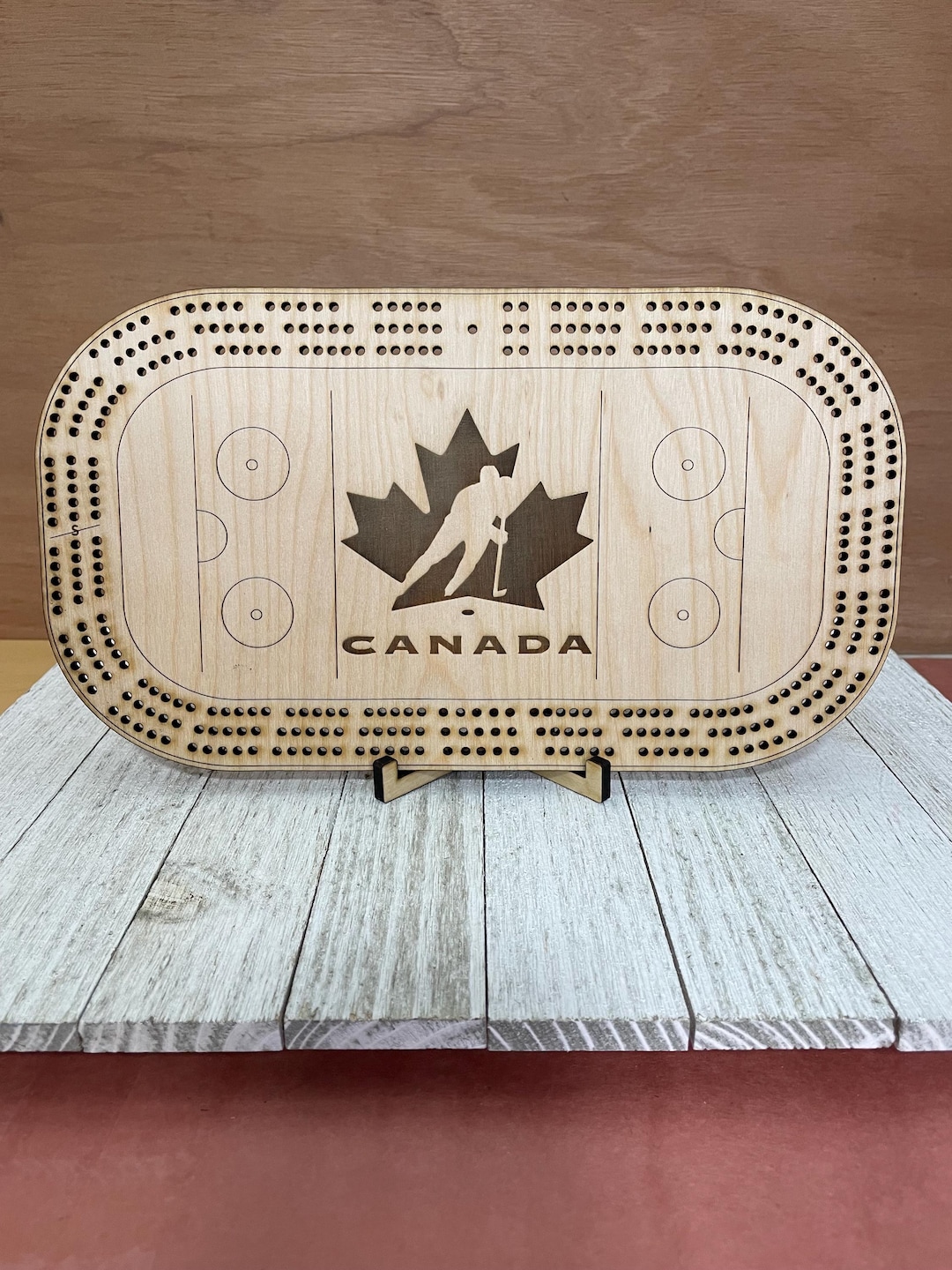 Canadian Hockey Cribbage Board, Team Canada Game Board, Gift for Hockey ...