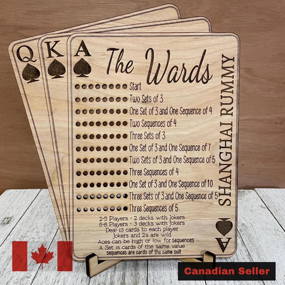 Shanghai Rummy Board, Wooden Game Board, Card Game, Family Activity ...
