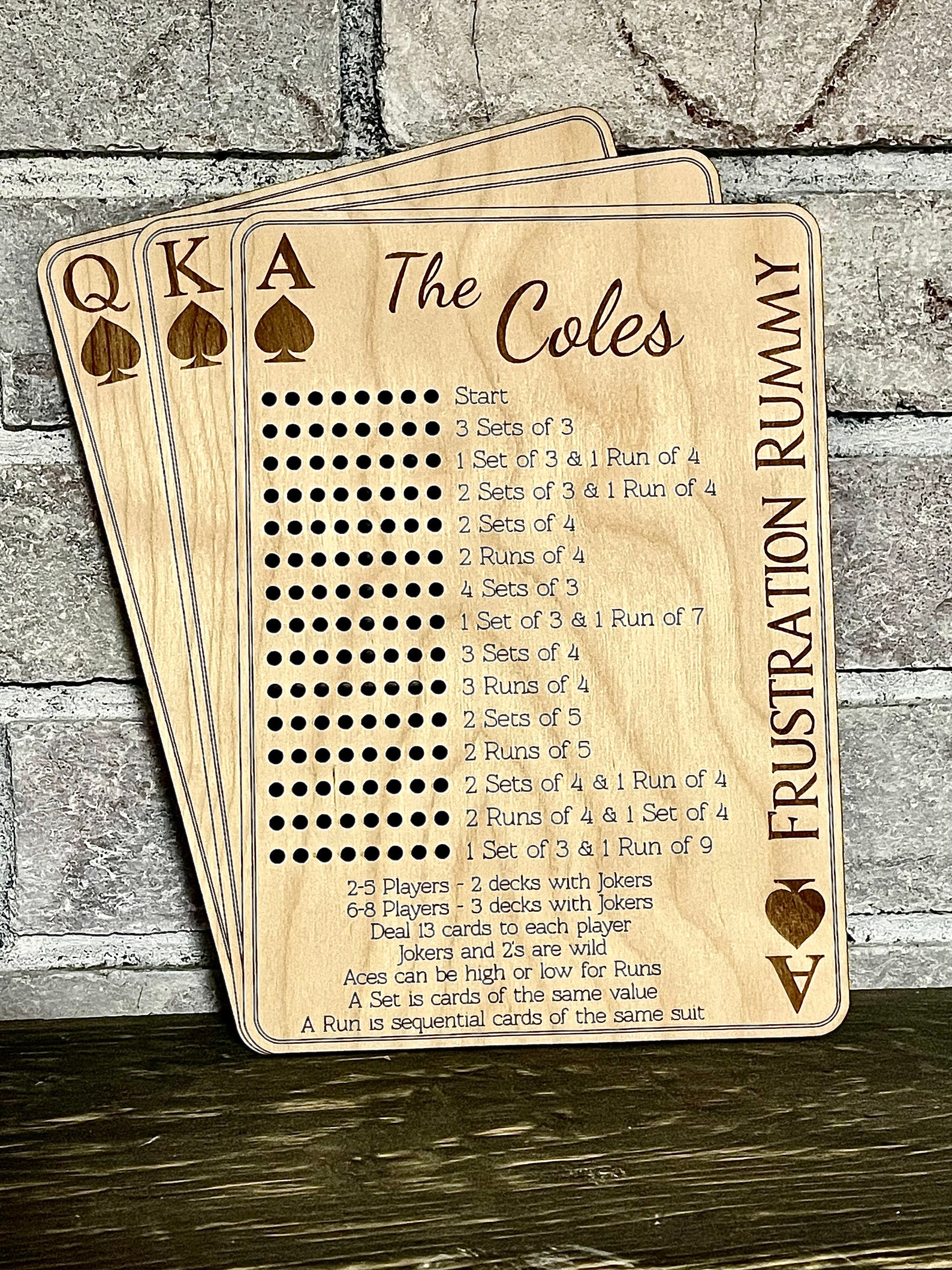 Frustration Rummy Board, Wooden Game Board, Card Game, Family Activity ...