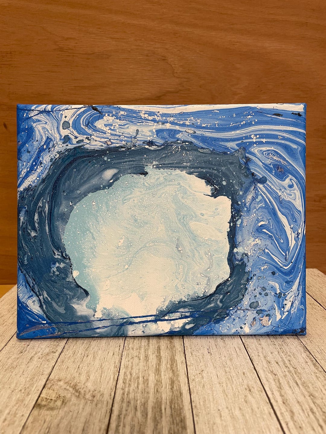Glacial Pool - Original 8x10 Hydro-dipped Abstract Canvas Art by Colour ...